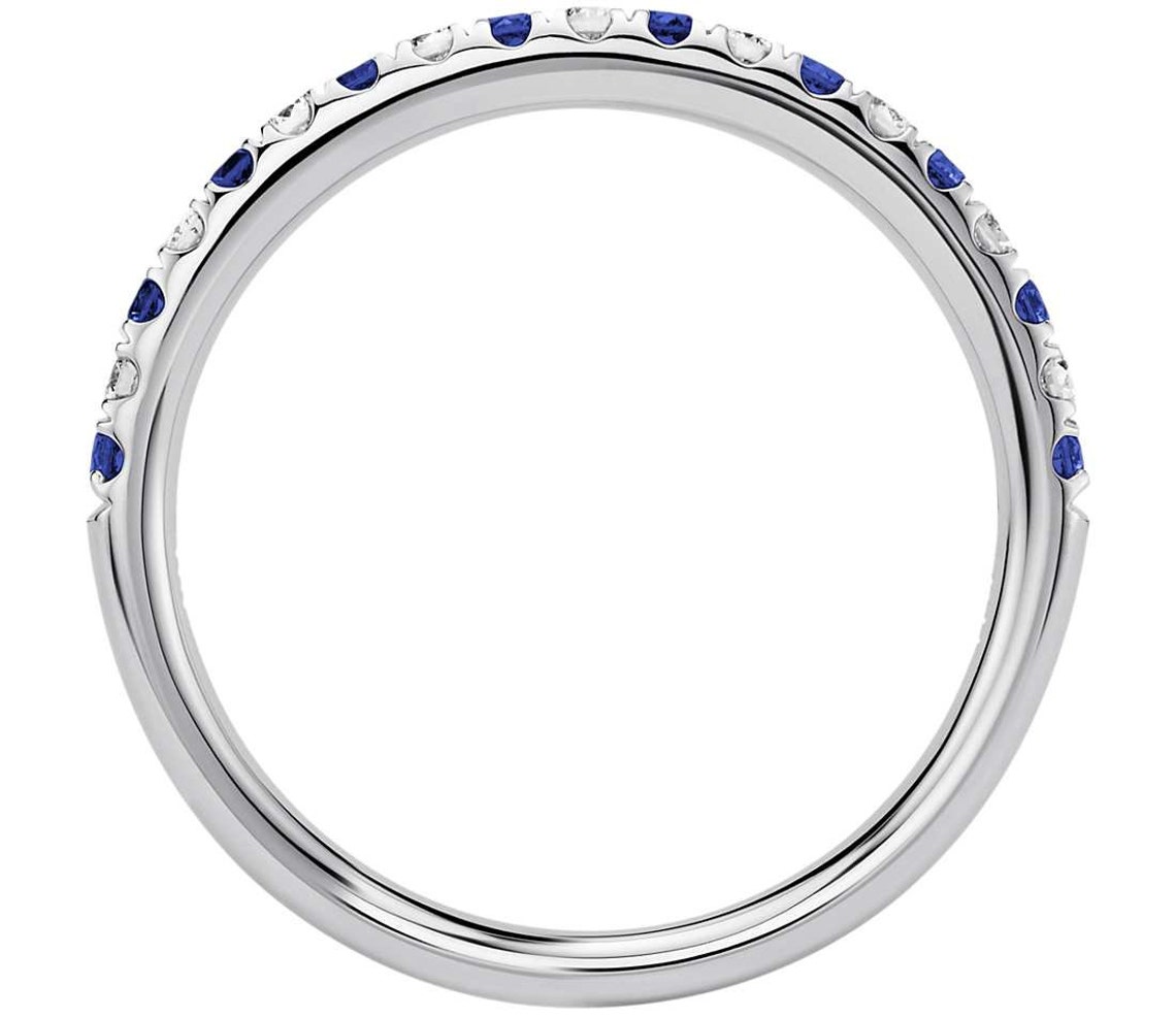 Diamonds and Sapphires 14k Gold Half Eternity Ring. Sapphire - Etsy