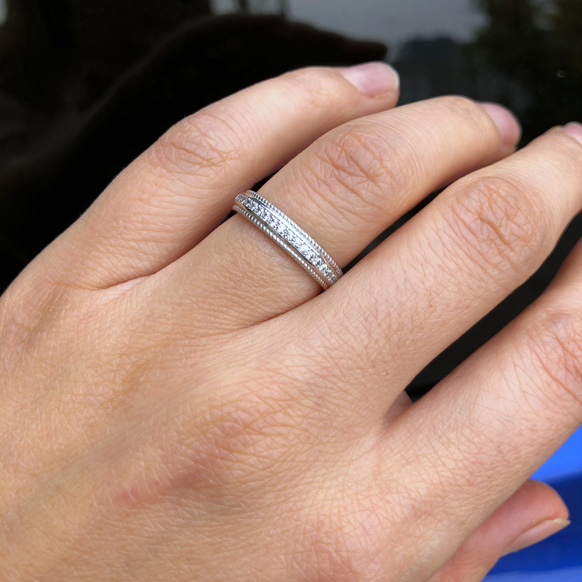 Couple wedding rings set. Gold wedding bands with diamonds. | Etsy