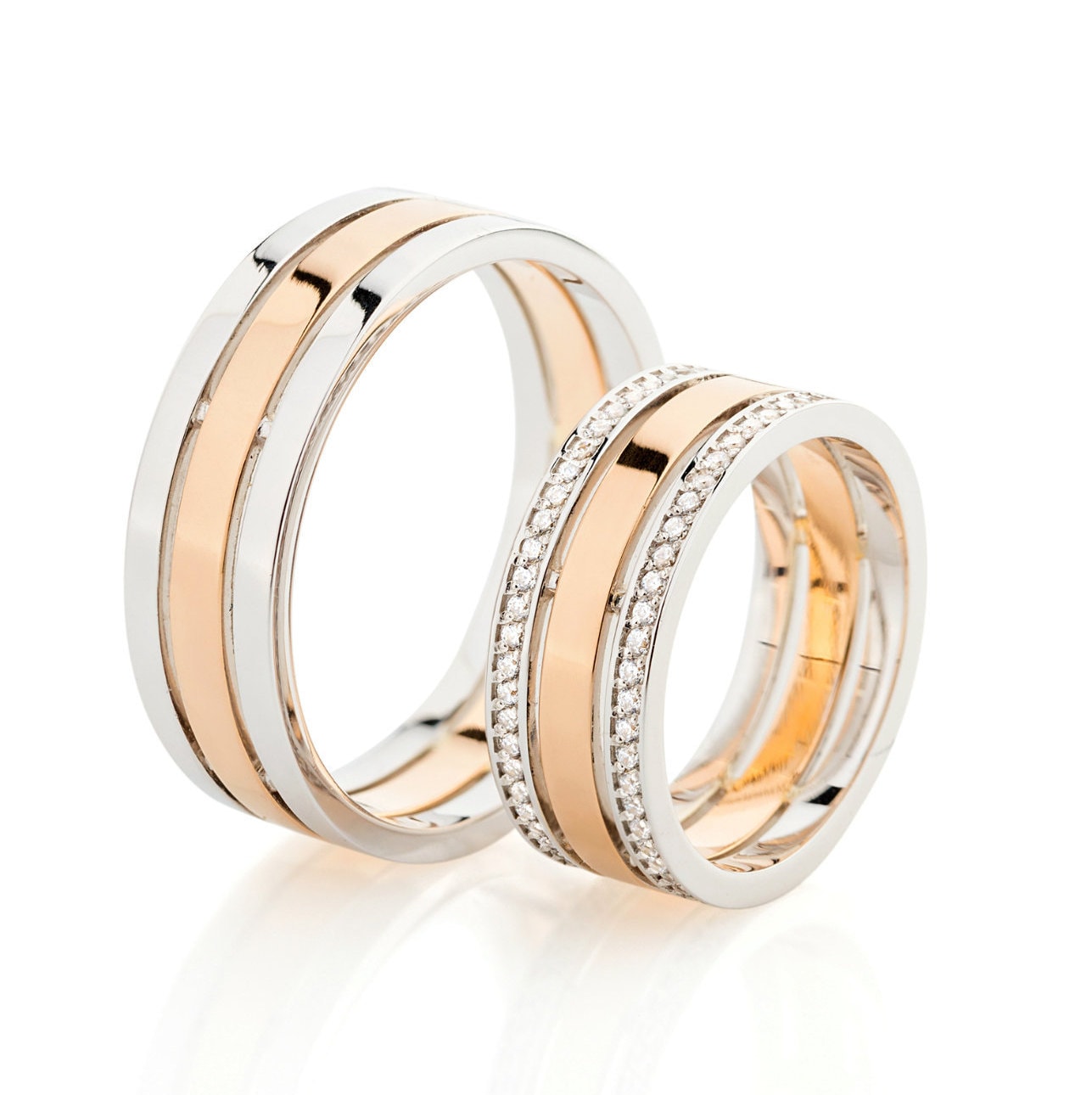 Two-tone Solid 14k Gold Wedding Bands. Contemporary Wedding Bands. Wide ...