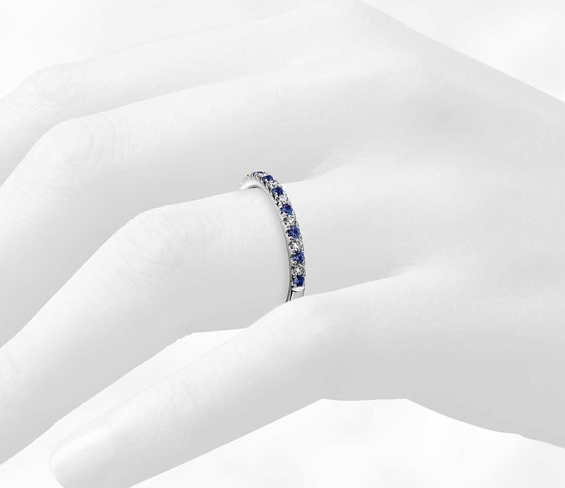 Diamonds and Sapphires 14k Gold Half Eternity Ring. Sapphire - Etsy