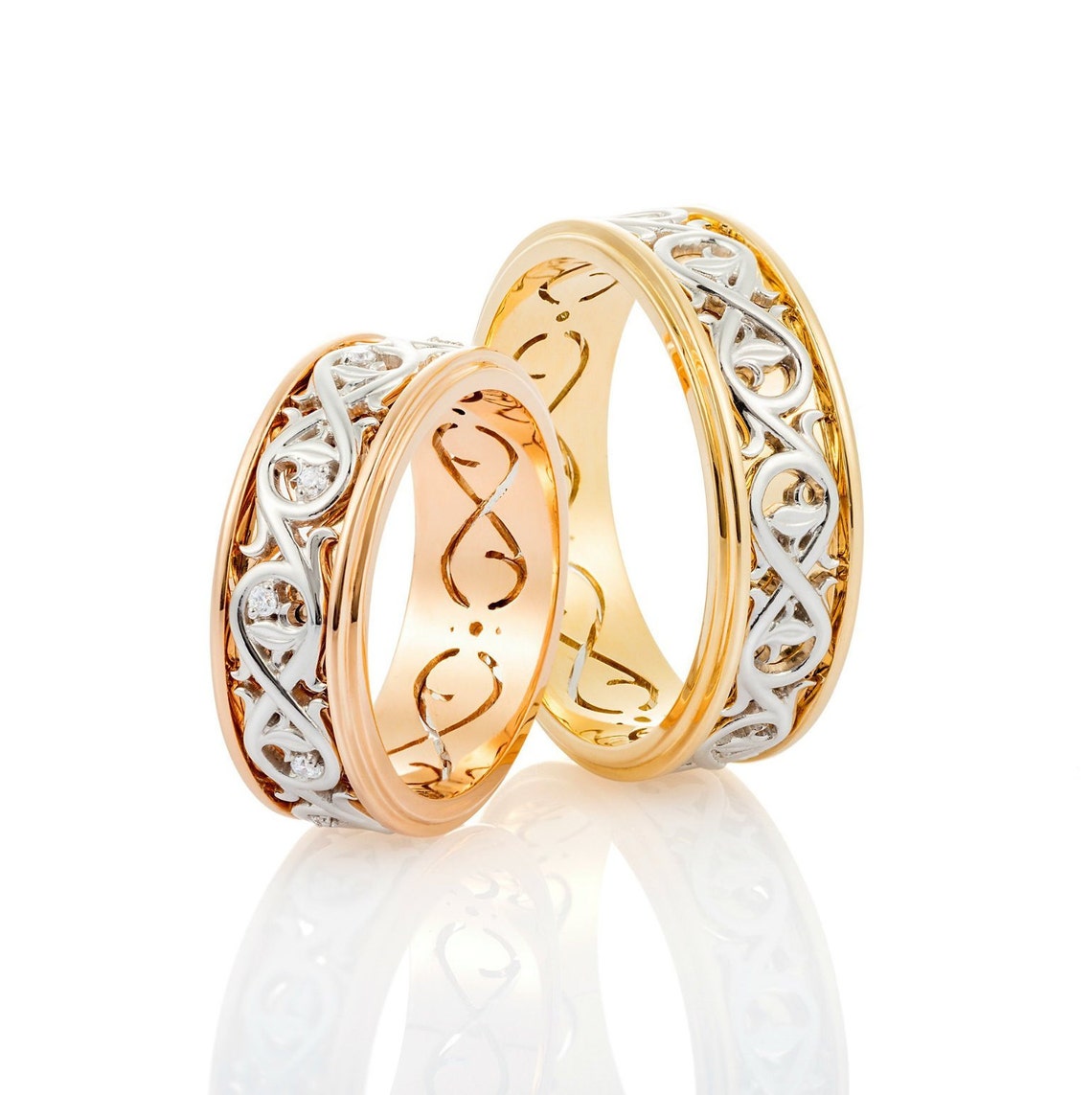 Vintage Style Wedding Rings Set. Couple Bands. Unique Wedding | Etsy