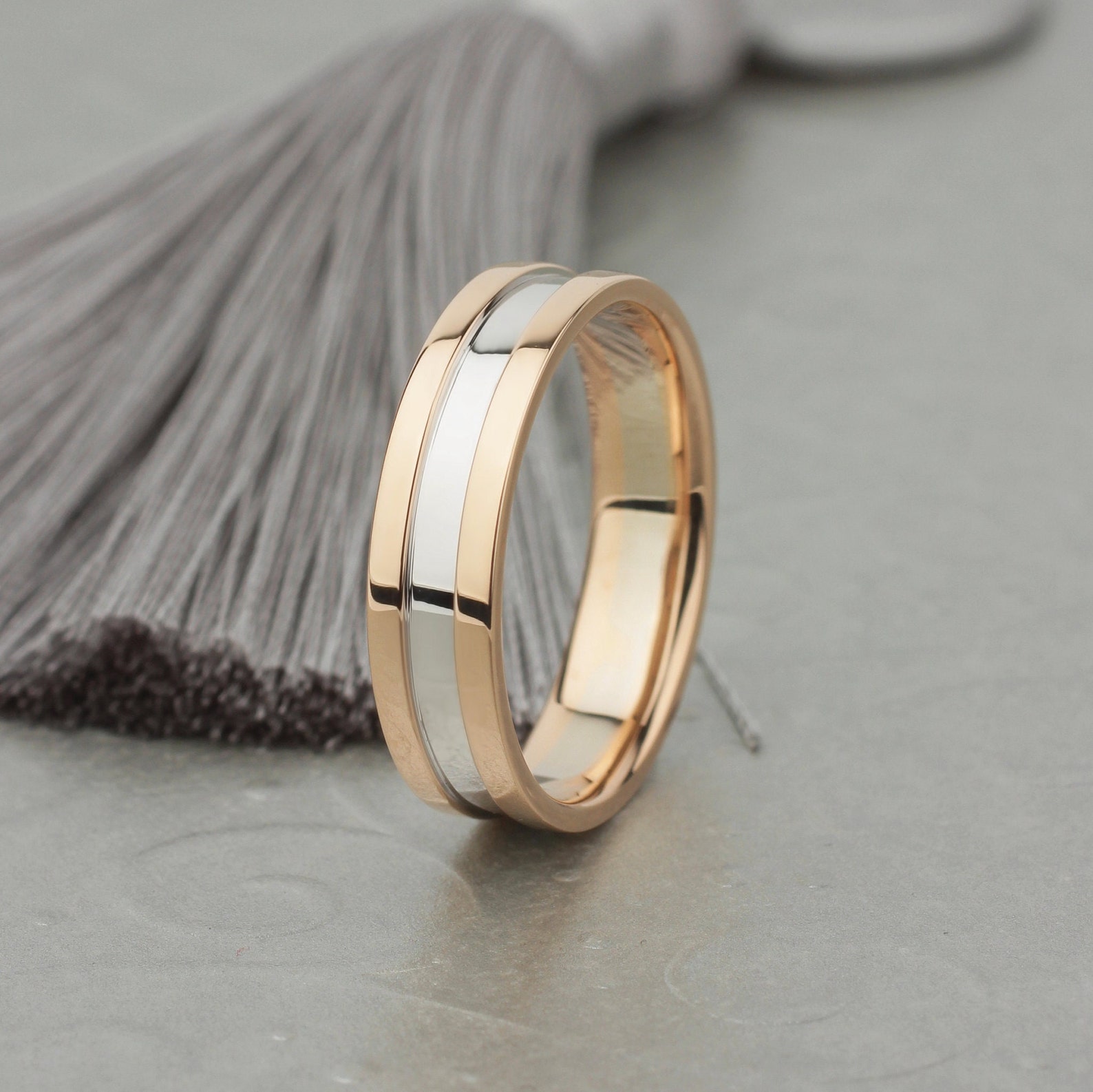 Matching Wedding Bands Set. Couple Wedding Rings. Two-tone - Etsy