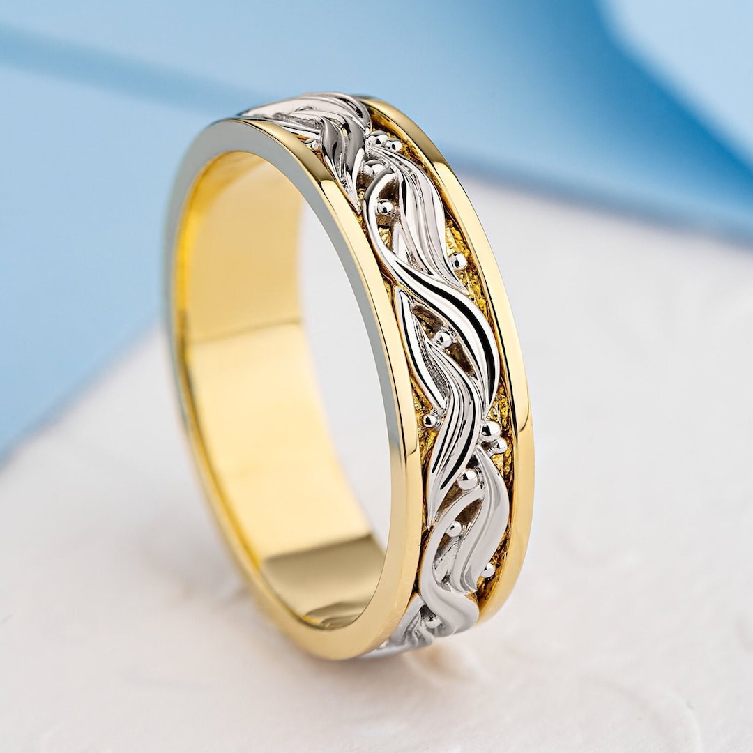 Gold Wedding Band Women. Gold Nature Ring. Womens Gold Ring. Unique ...