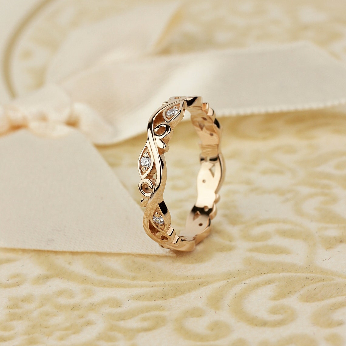Gold Wedding Bands Set With Diamonds. Couple Rings Set. His - Etsy