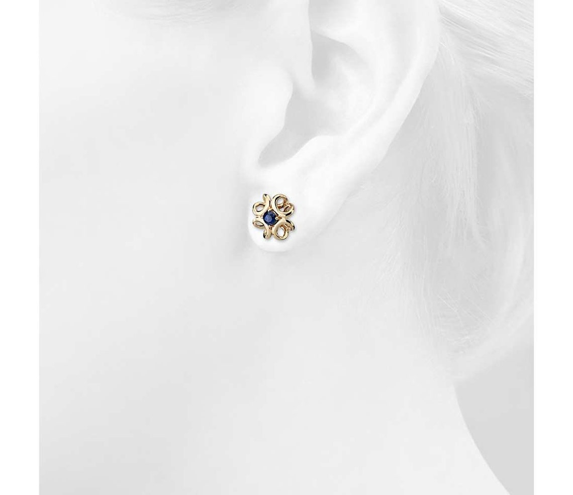 14k Gold Sapphire Stud Earrings. Sapphire Studs. Gold - Etsy