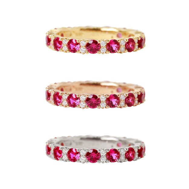 Ruby and Diamond Eternity Ring. Ruby Eternity Band.diamond - Etsy