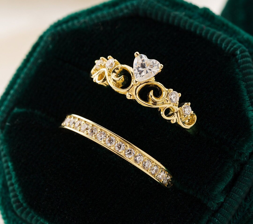 Bridal Rings Set. Crown Ring. Queen Ring. Princess Ring. Stacking Rings ...