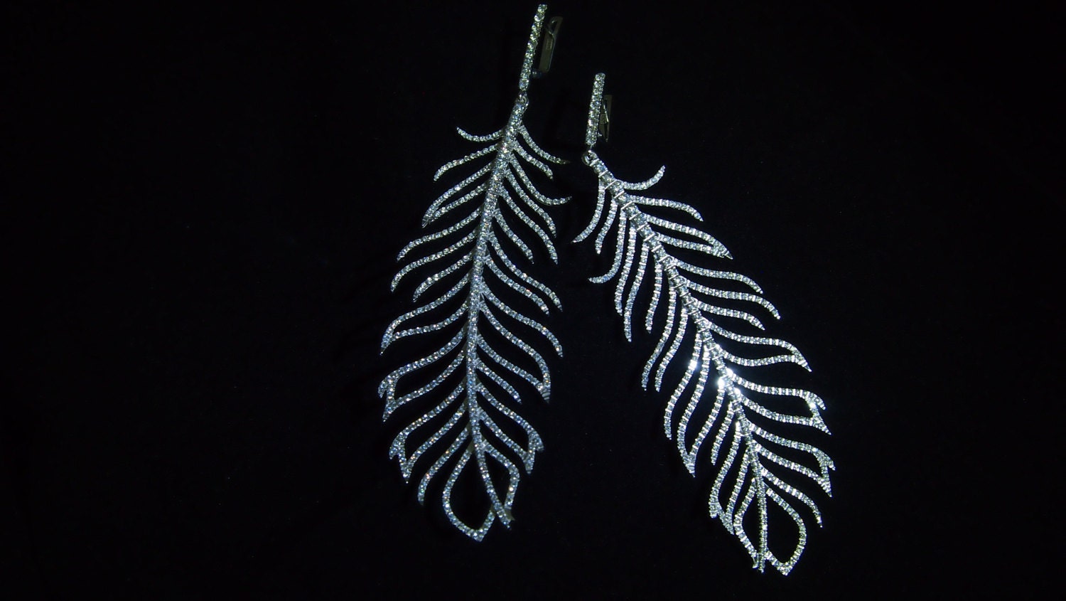 14k Gold Feather earrings. Gold earrings. Statement earrings. | Etsy