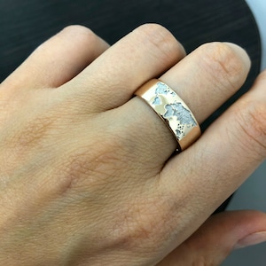 Unique 14k Gold Ring With World Map. Custom Made Ring. World Map ...