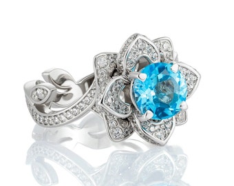 Blue Lotus Ring - Etsy