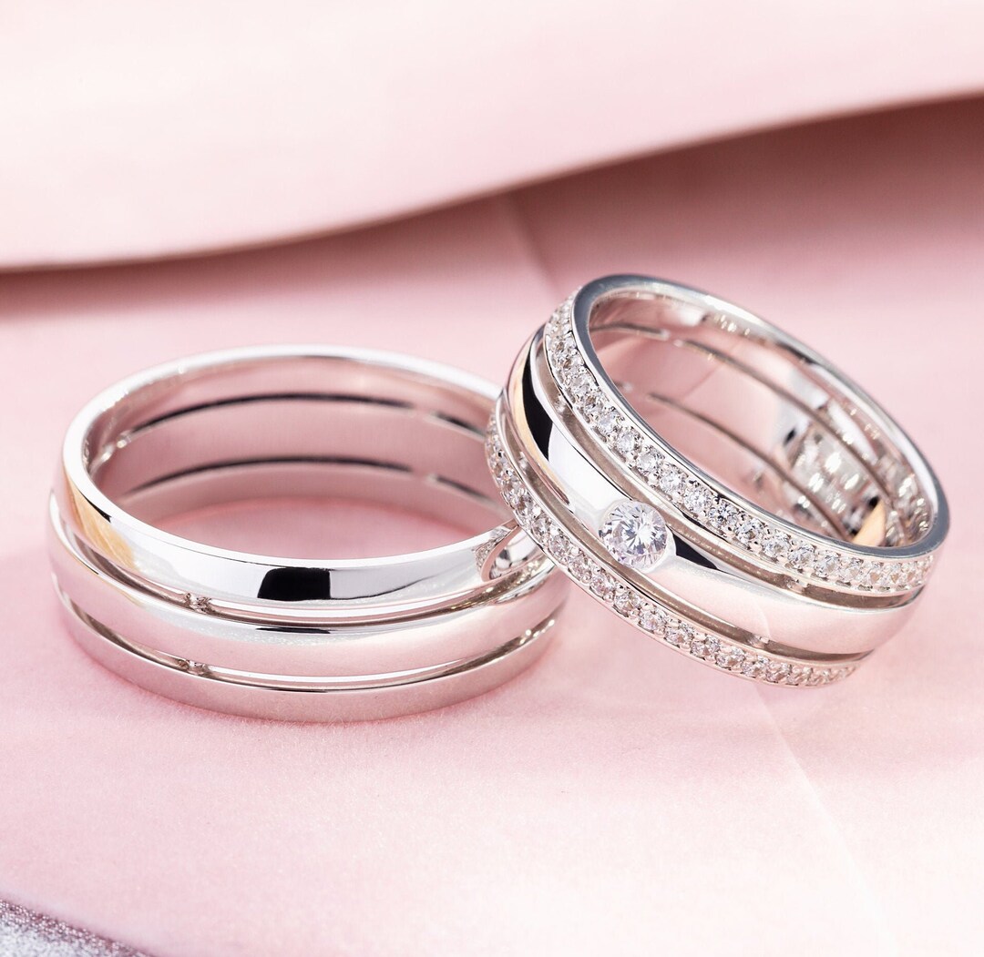 Gorgeous Wide Wedding Bands Made of 14k Gold. Gold Wedding Rings Set ...