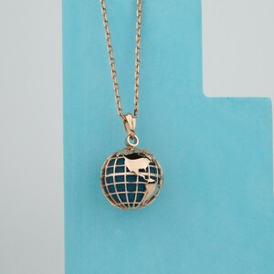 Unique Gold Pendant With World Map. Globe Pendant, Travel Gift. World ...