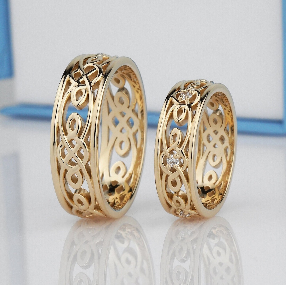 Celtic Wedding Band Set. Matching Wedding Rings. Infinity Celtic ...