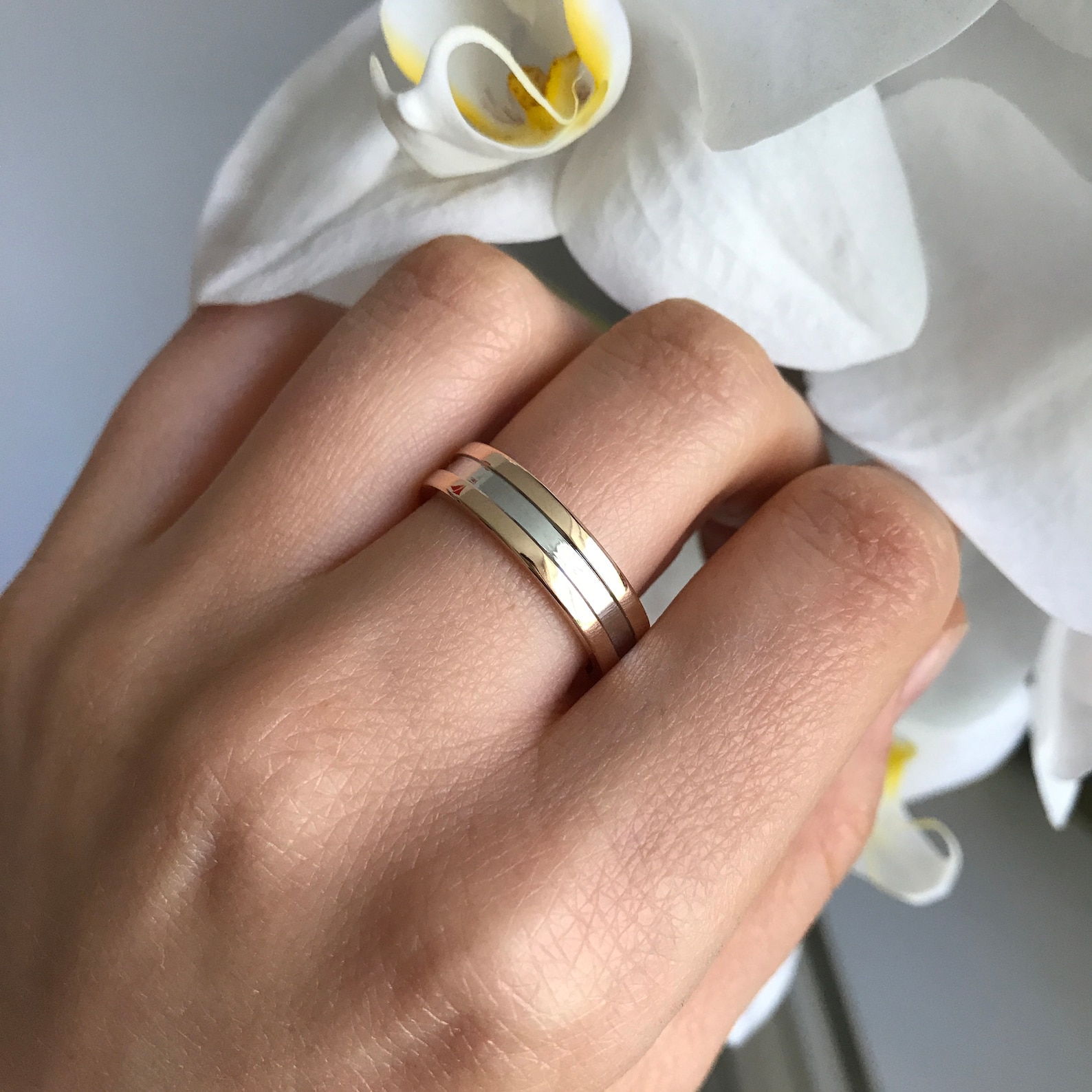 Matching Wedding Bands Set. Couple Wedding Rings. Two-tone - Etsy