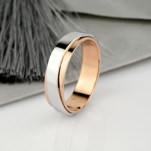 Unique Mens Wedding Band Made of Two Colors of Gold. Ring for Men. Mens ...
