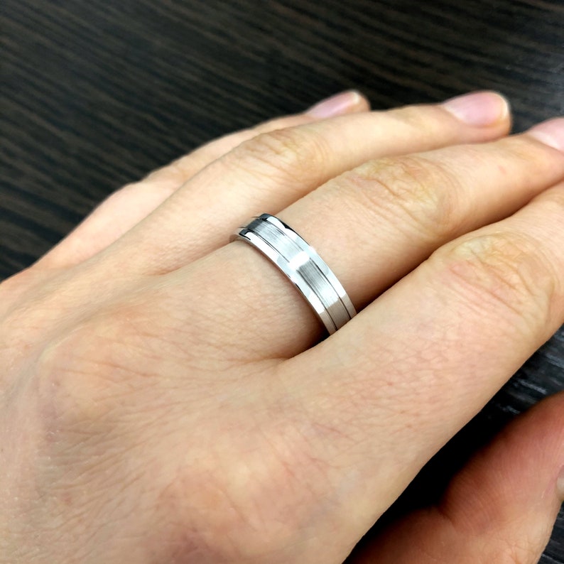 Wedding rings set for groom and bride. White gold diamond | Etsy