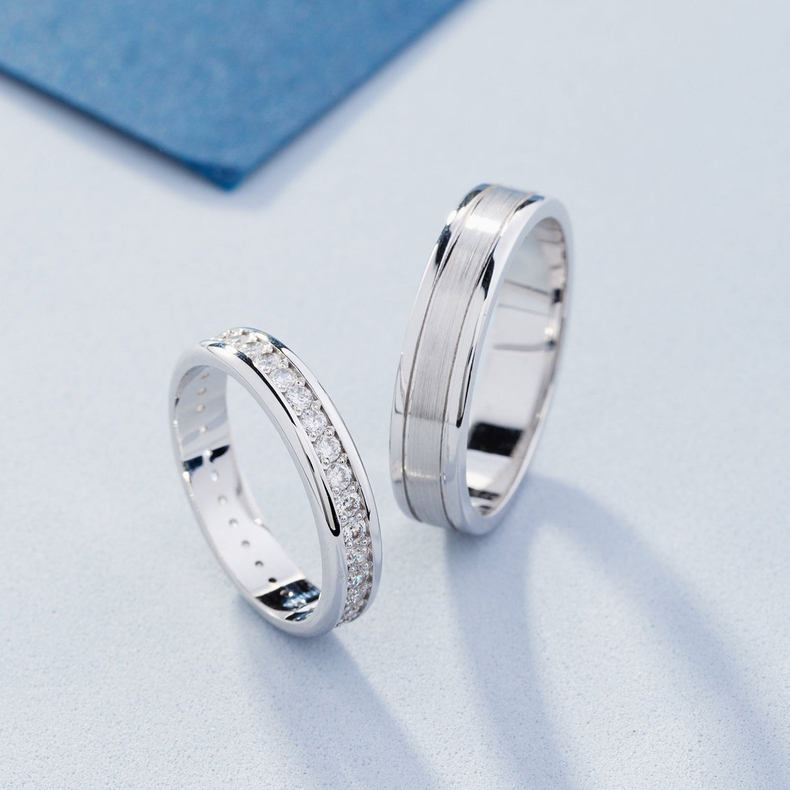 Elegant Wedding Bands With Diamonds. Matching Wedding Bands. - Etsy