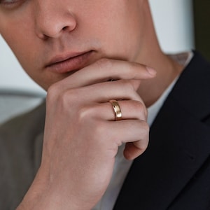Mens Wedding Ring Solid Gold. Matte Gold Band. Mens Gold Ring. Male Wedding Band. Ring for Him ...