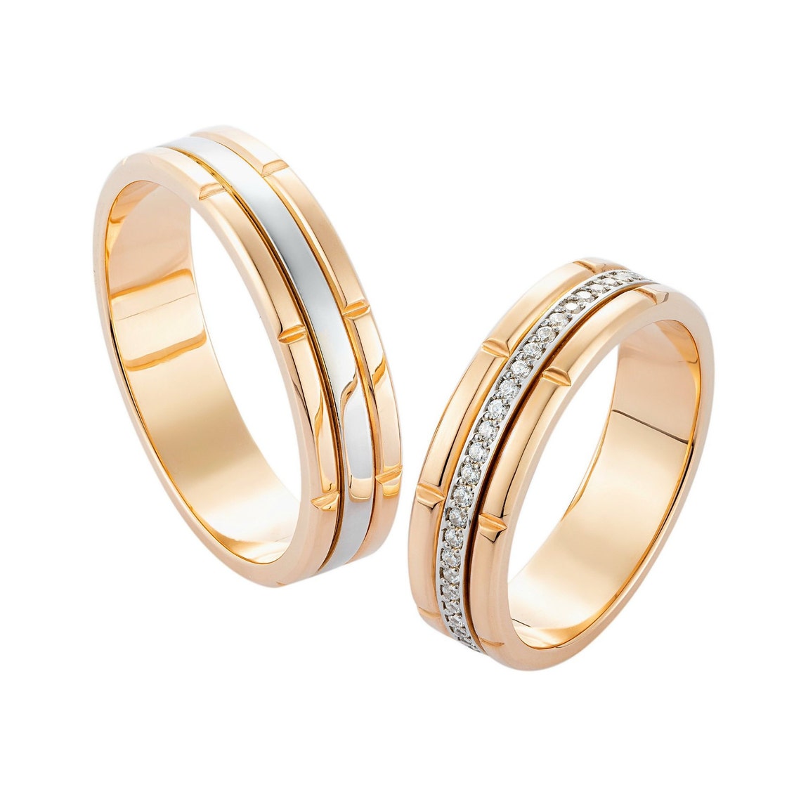 Unique Wedding Band Set. His and Hers Wedding Ring Sets. - Etsy