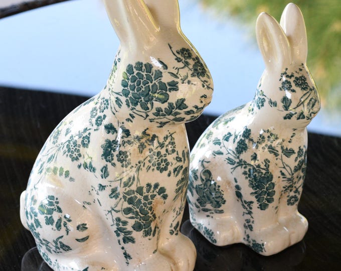 Vintage Ceramic Bunny Figurine With Applied Fur Cotton Tail - - Etsy