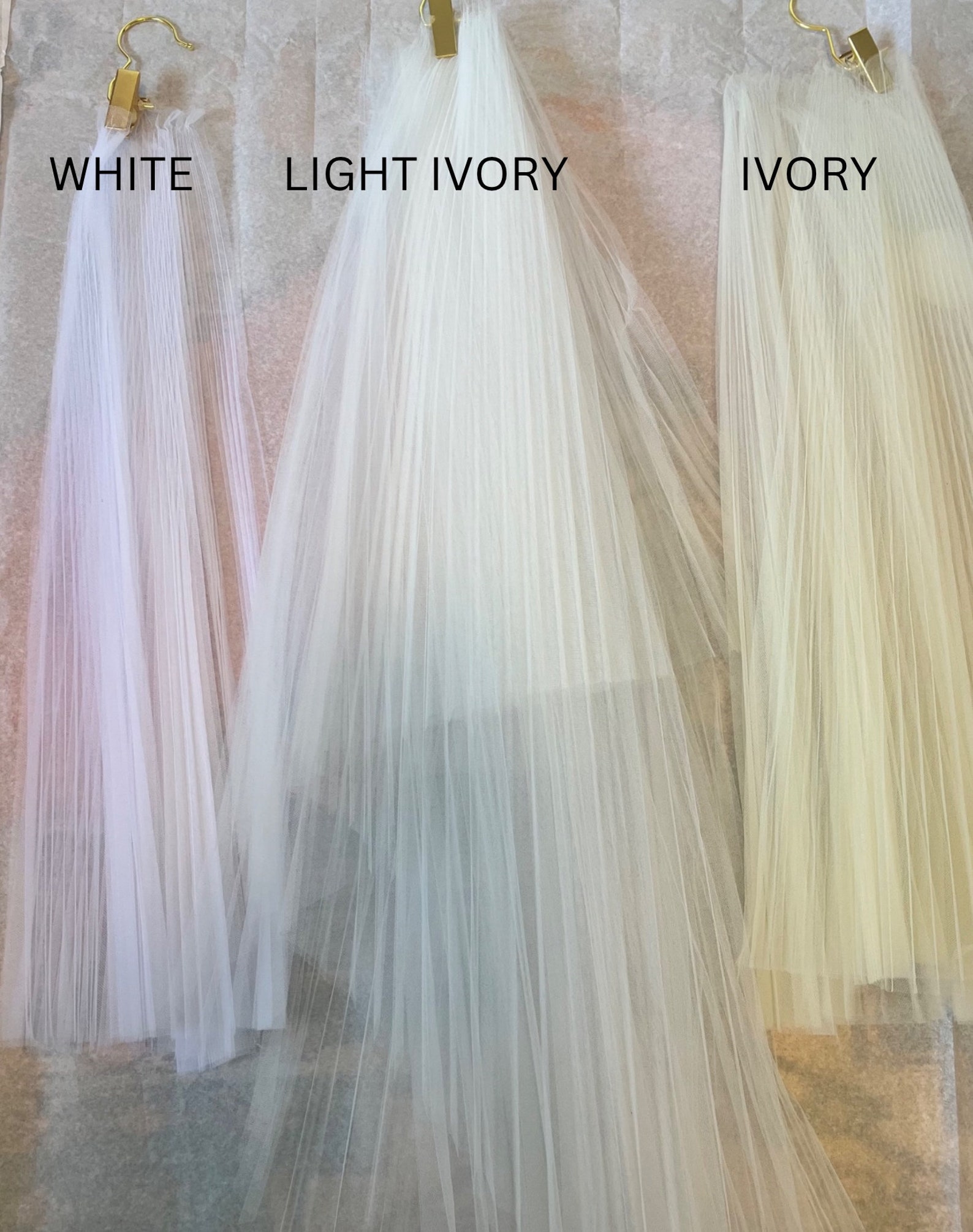 PLEATED VEIL SHORT Pleated Tulle Veil, Short Tulle Veil, Elbow Tulle ...
