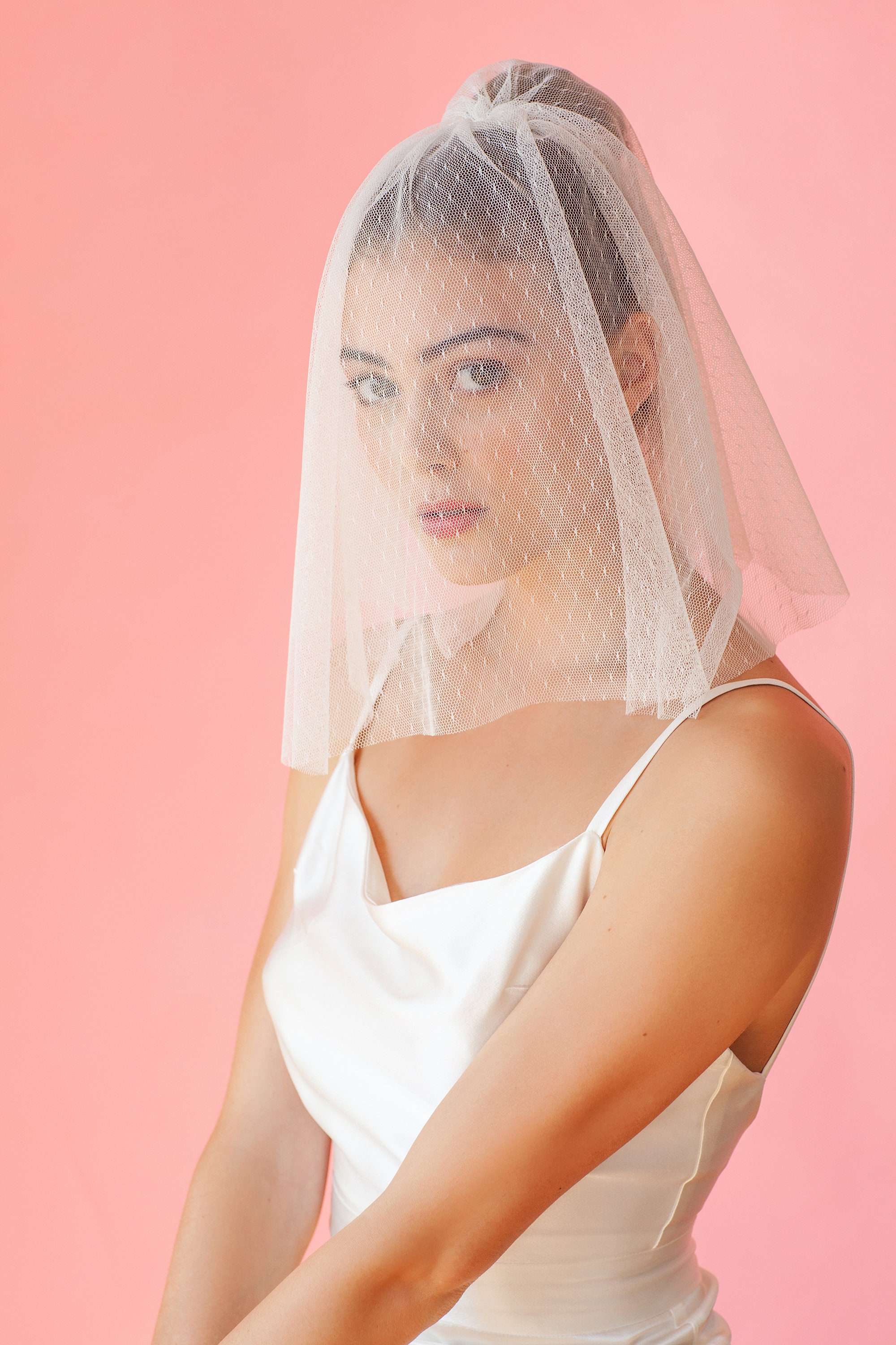 SHORT BLUSHER VEIL Texture Blusher Veil Point D'esprit Veil Swiss Dot Veil Short Veil Short ...