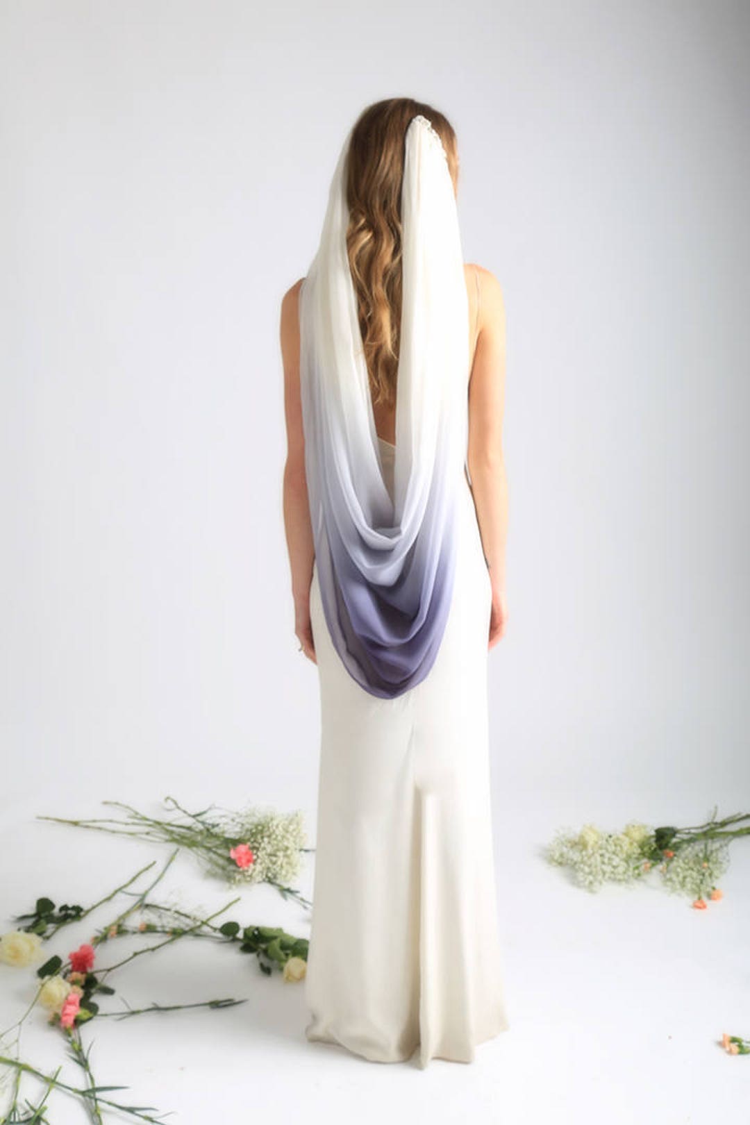 Ombre Silk Chiffon Bridal Veil: Draped Wedding Cape - Etsy