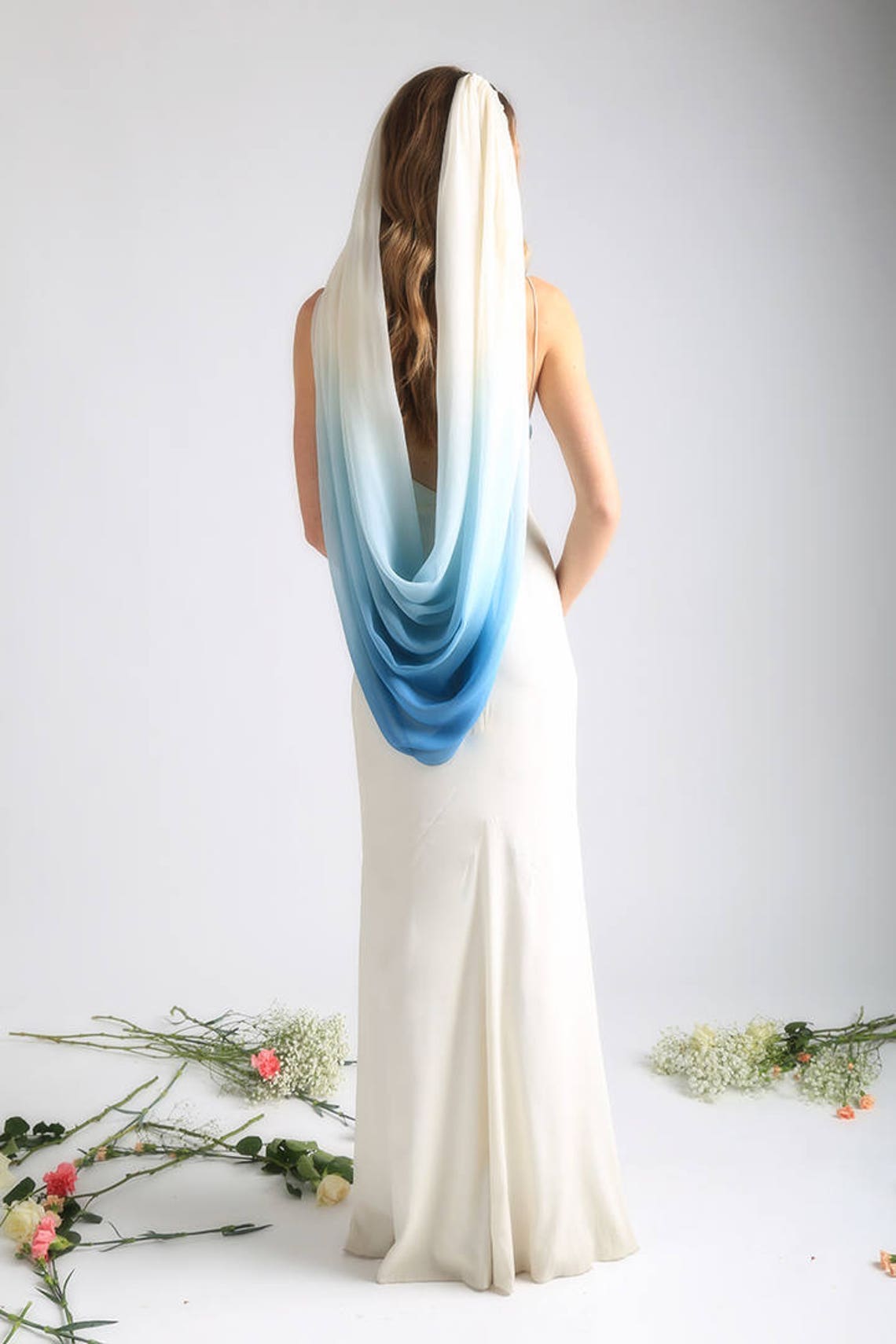 OMBRE SILK VEIL - Dip Dyed Veil - Silk Veil - Silk Chiffon Veil ...
