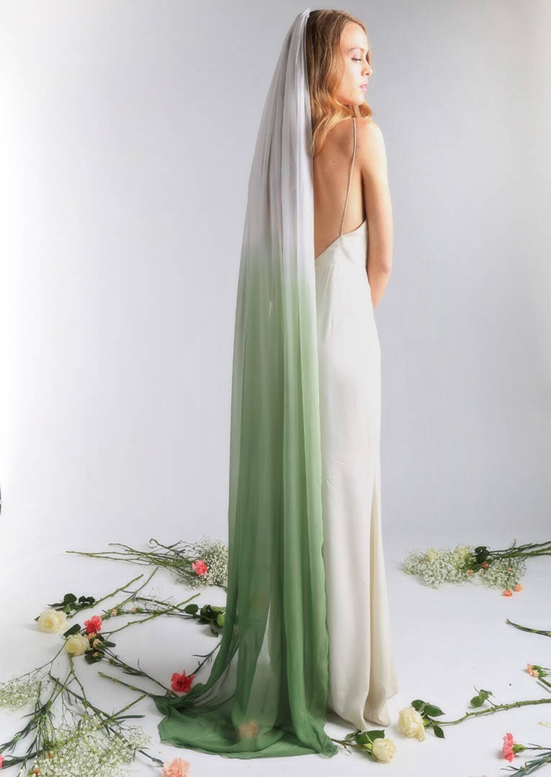 DYED SILK VEIL - Dip Dyed Veil Ombre Veil Silk Veil Silk Chiffon Veil ...