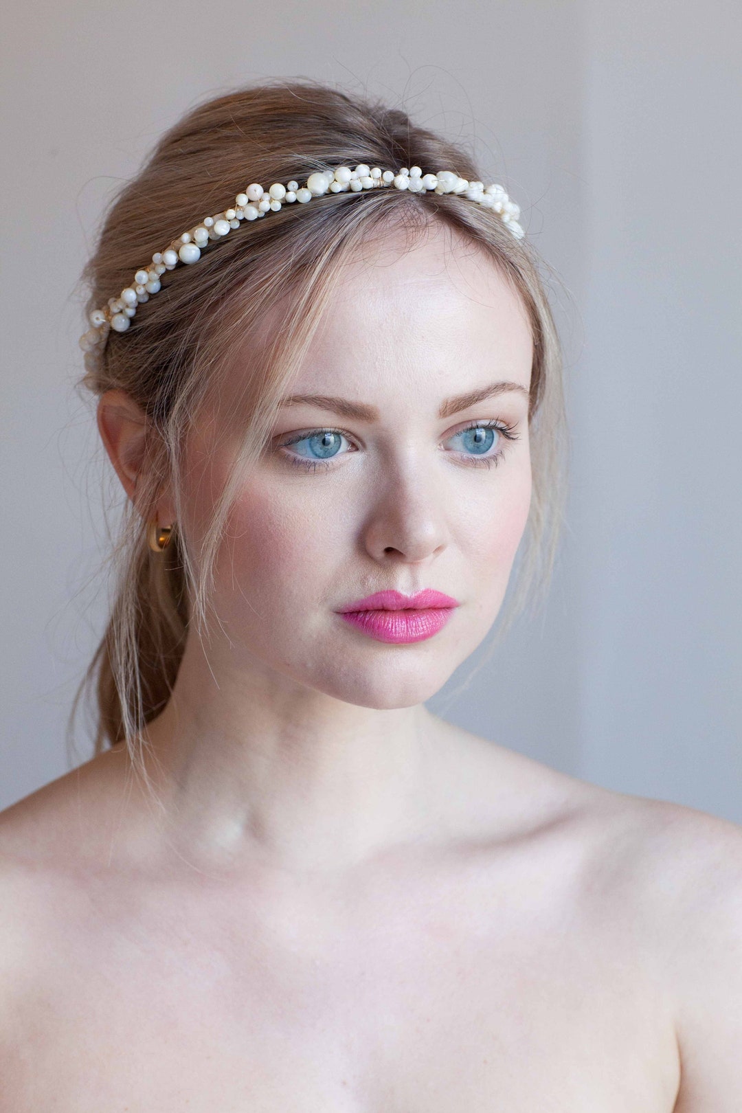 PEARL BRIDAL CROWN Pearl Headband Beach Wedding Headband Boho Crown ...