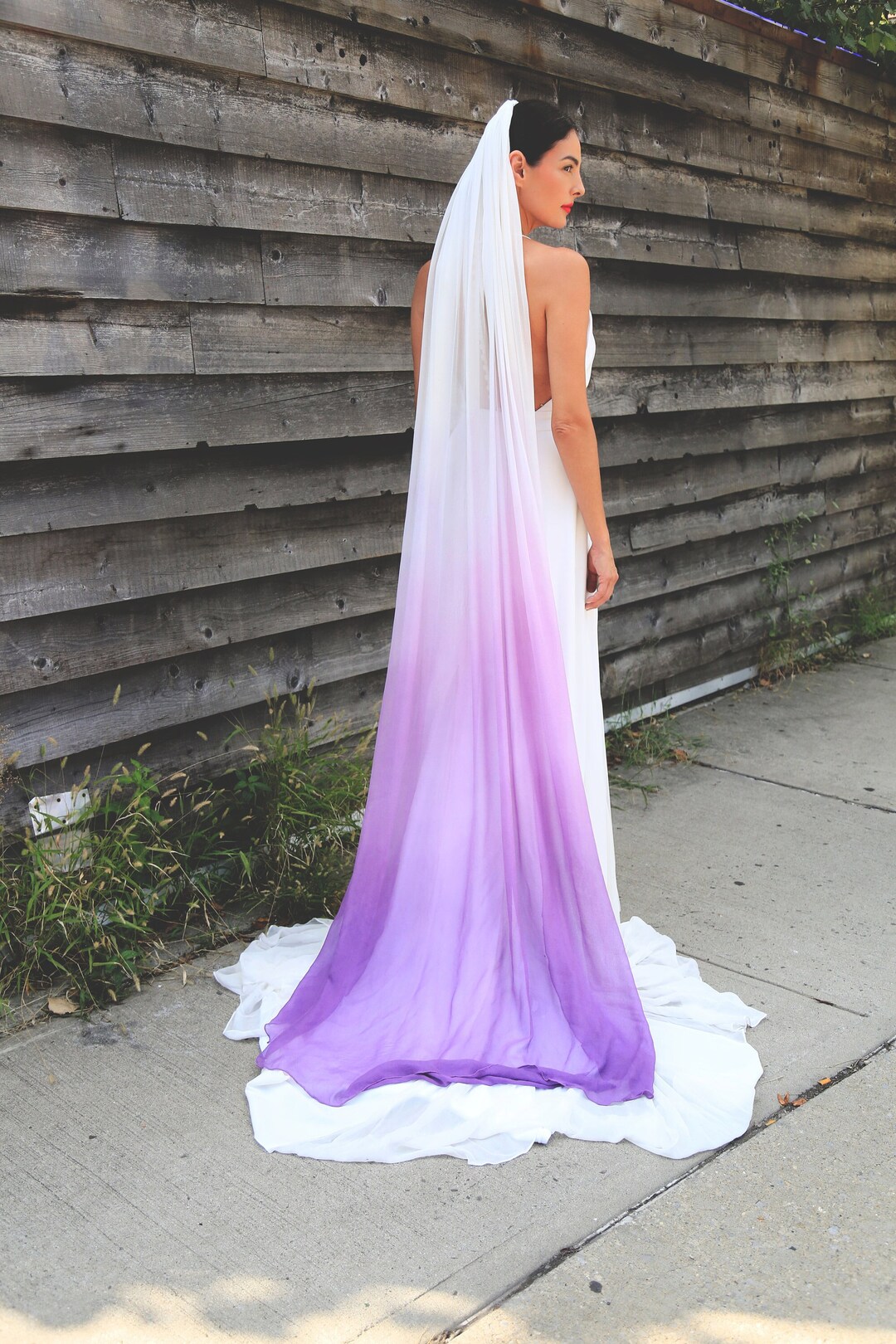 Ombre Silk Chiffon Wedding Veil - Hand-dyed Bridal Veil - Etsy