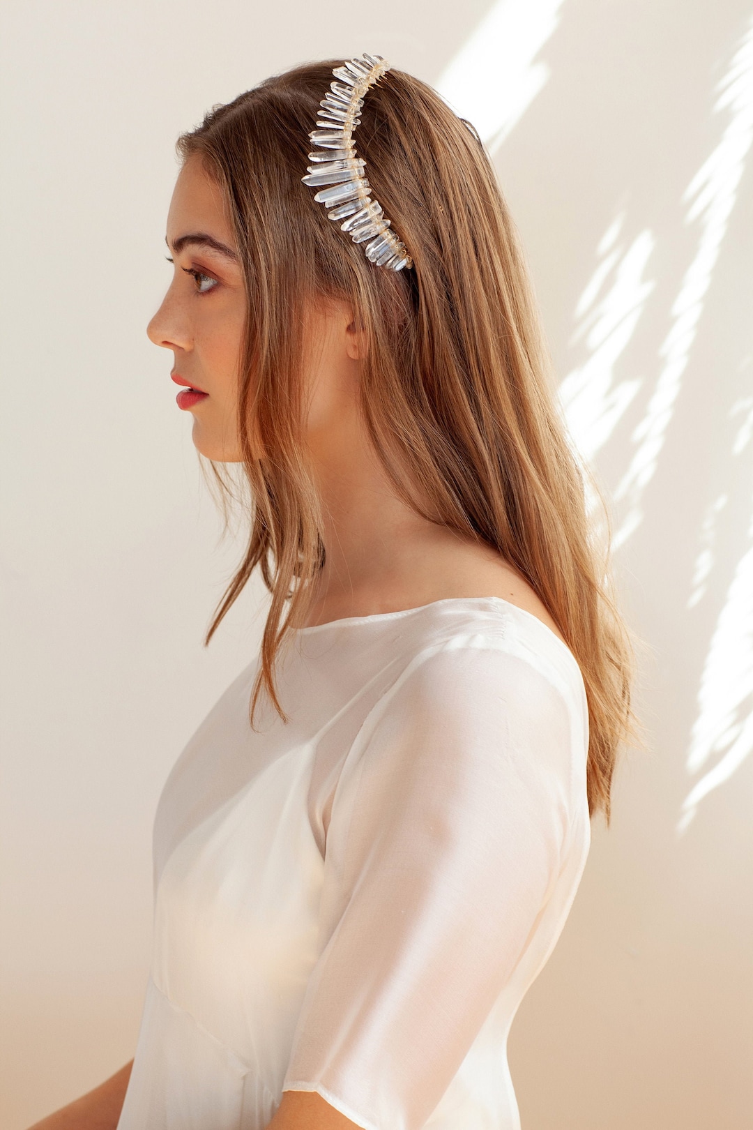 Rose Quartz Crystal Bridal Comb: Gemstone Wedding Headpiece - Etsy