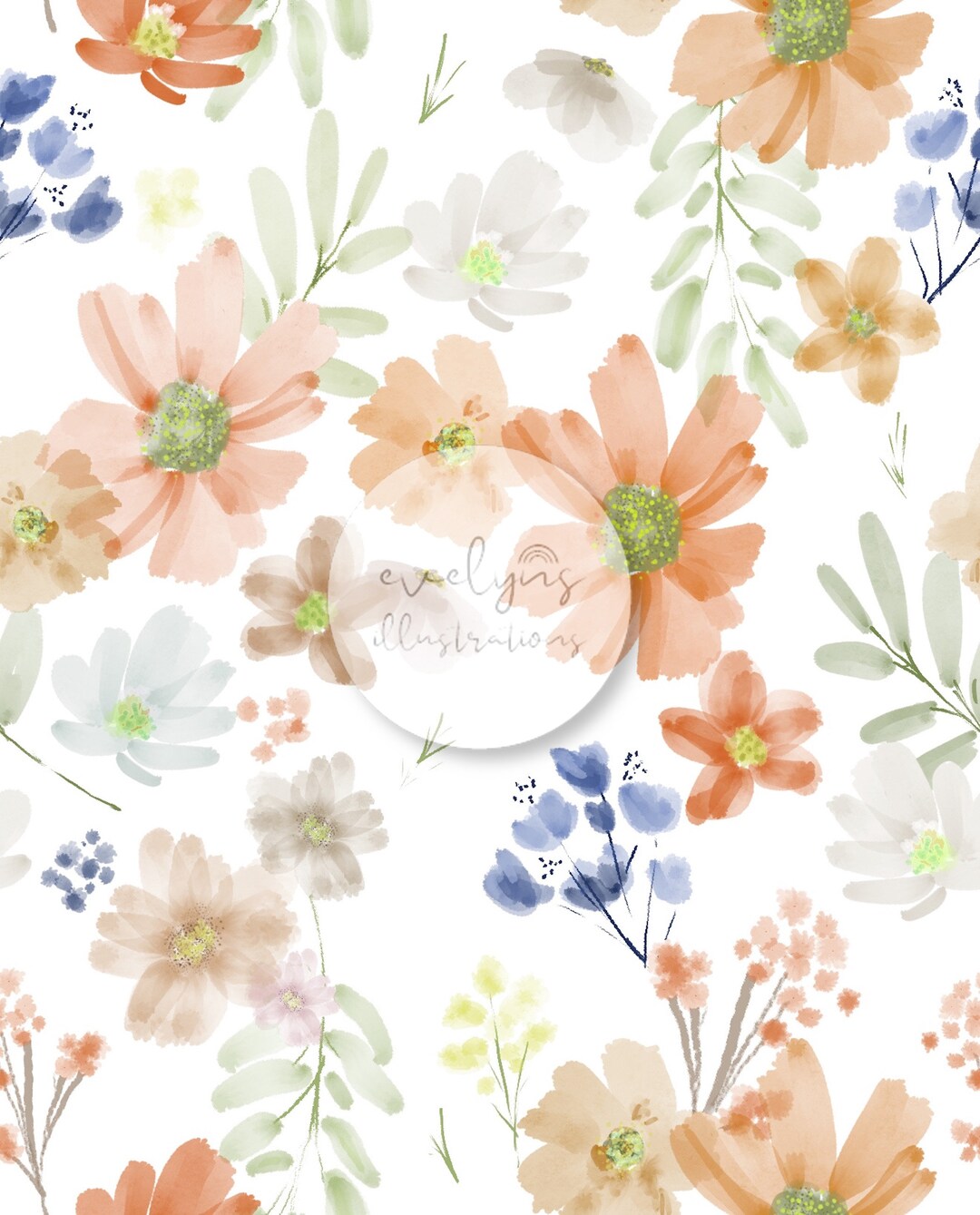 Neutral Flowers Seamless Pattern / Fabric Design / Surface Pattern ...