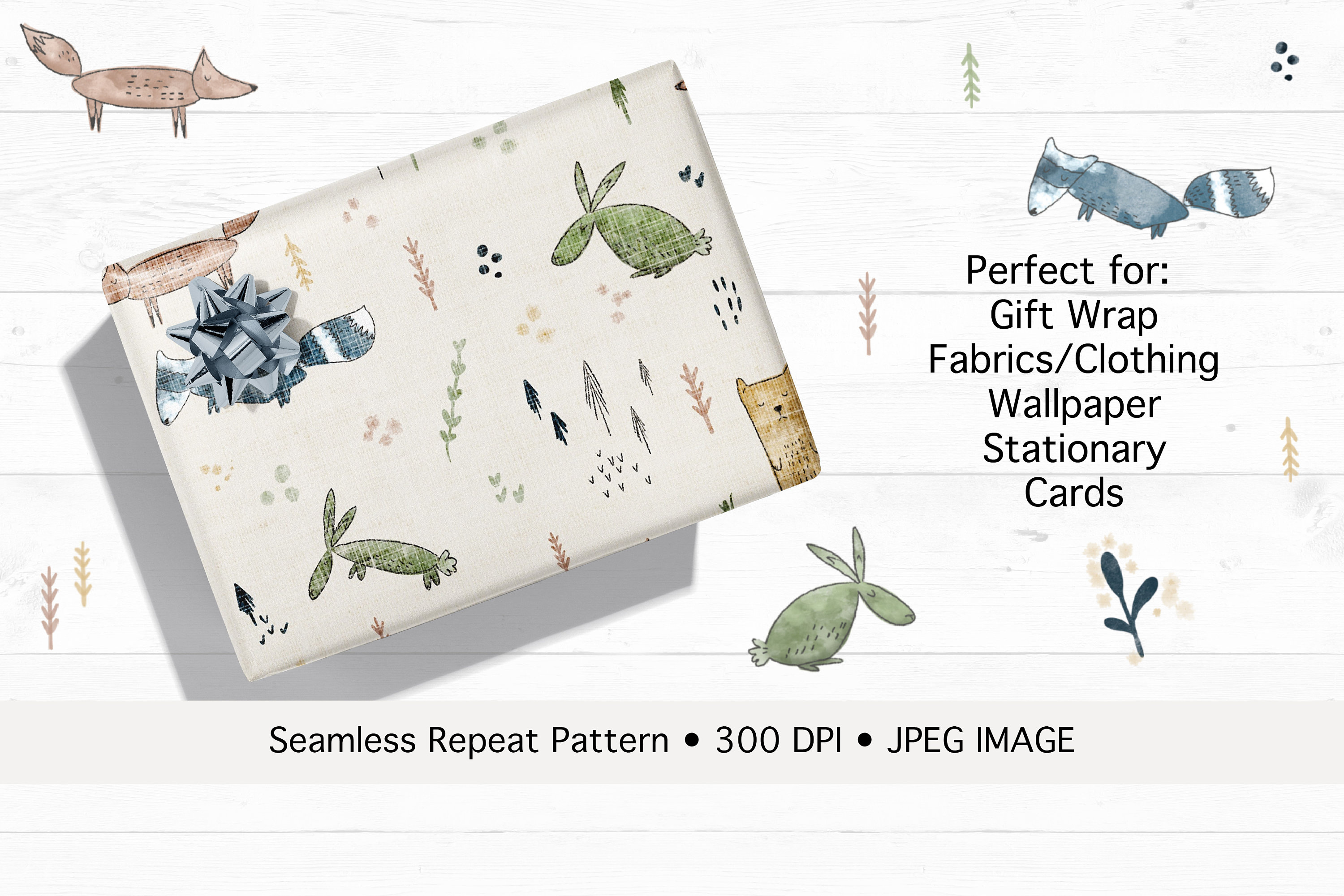 Woodland Scandi Animals / Fabric Design / Surface Pattern / | Etsy