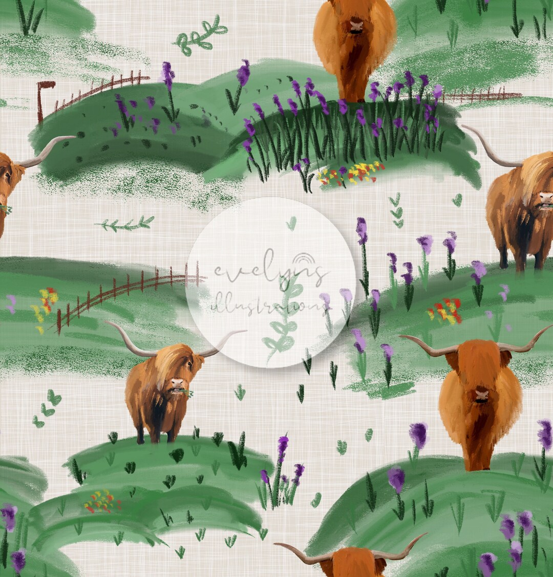 Highland Cows Seamless Pattern / Fabric Design / Surface Pattern ...