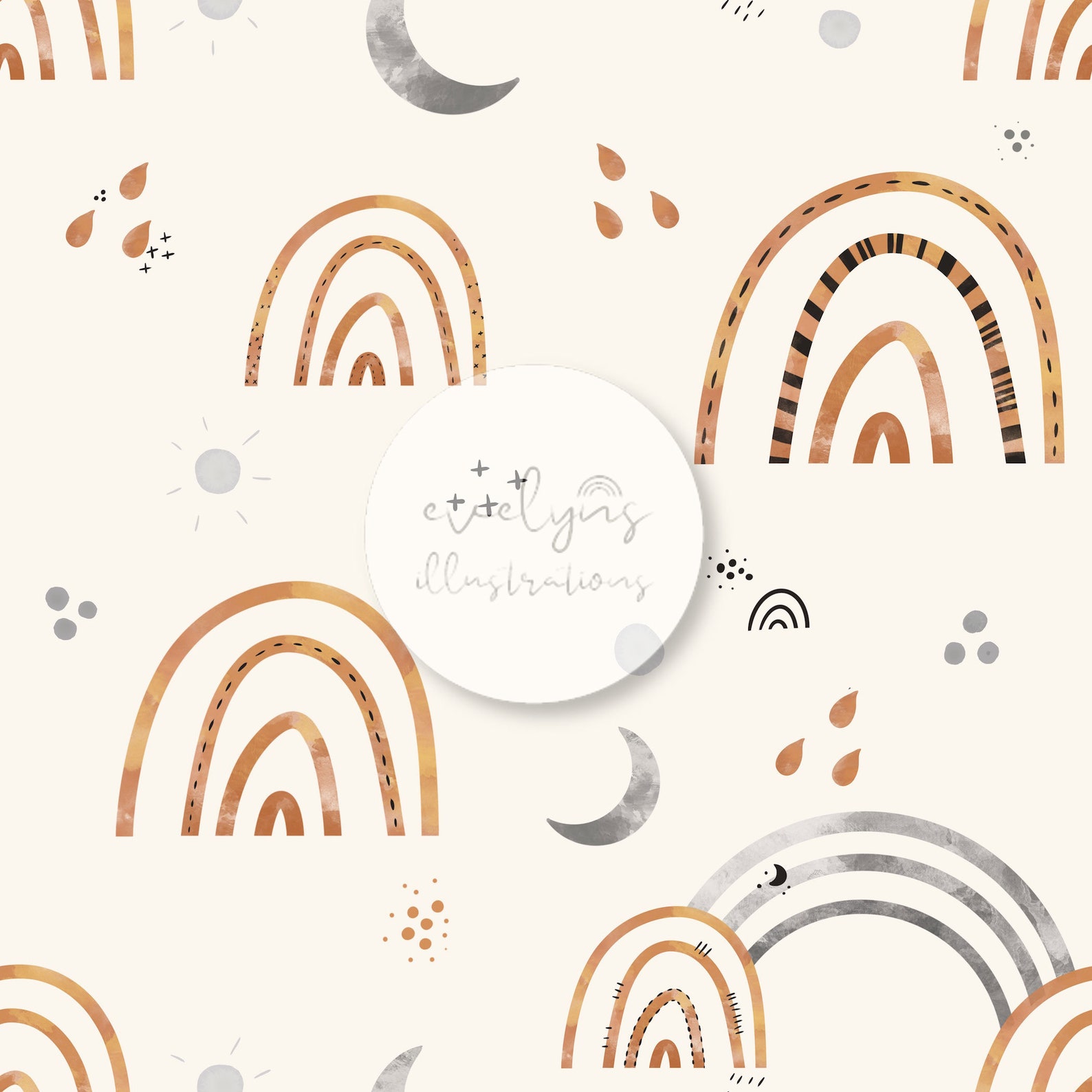 Boho Rainbows Seamless Pattern / Fabric Design / Surface - Etsy