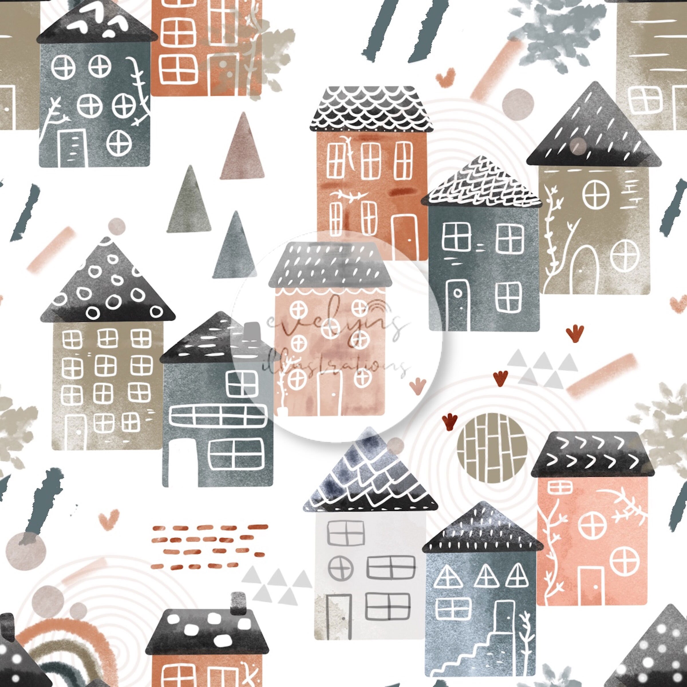 Scandi Houses Seamless Pattern / Fabric Design / Surface - Etsy UK