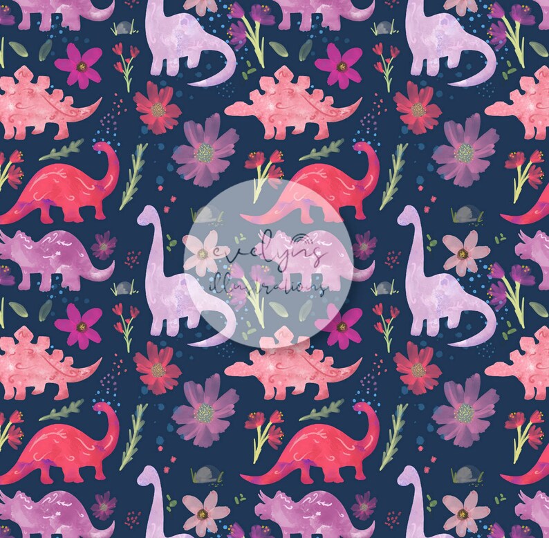 Pink Dinosaurs Seamless Pattern / Fabric Design / Surface - Etsy UK