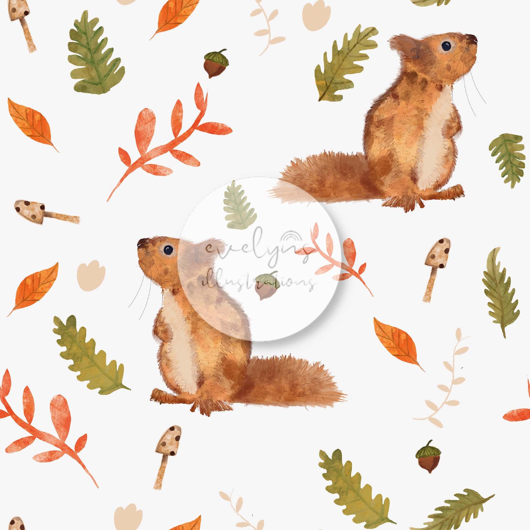 Woodland Squirrel Seamless Pattern / Fabric Design / Surface Pattern ...