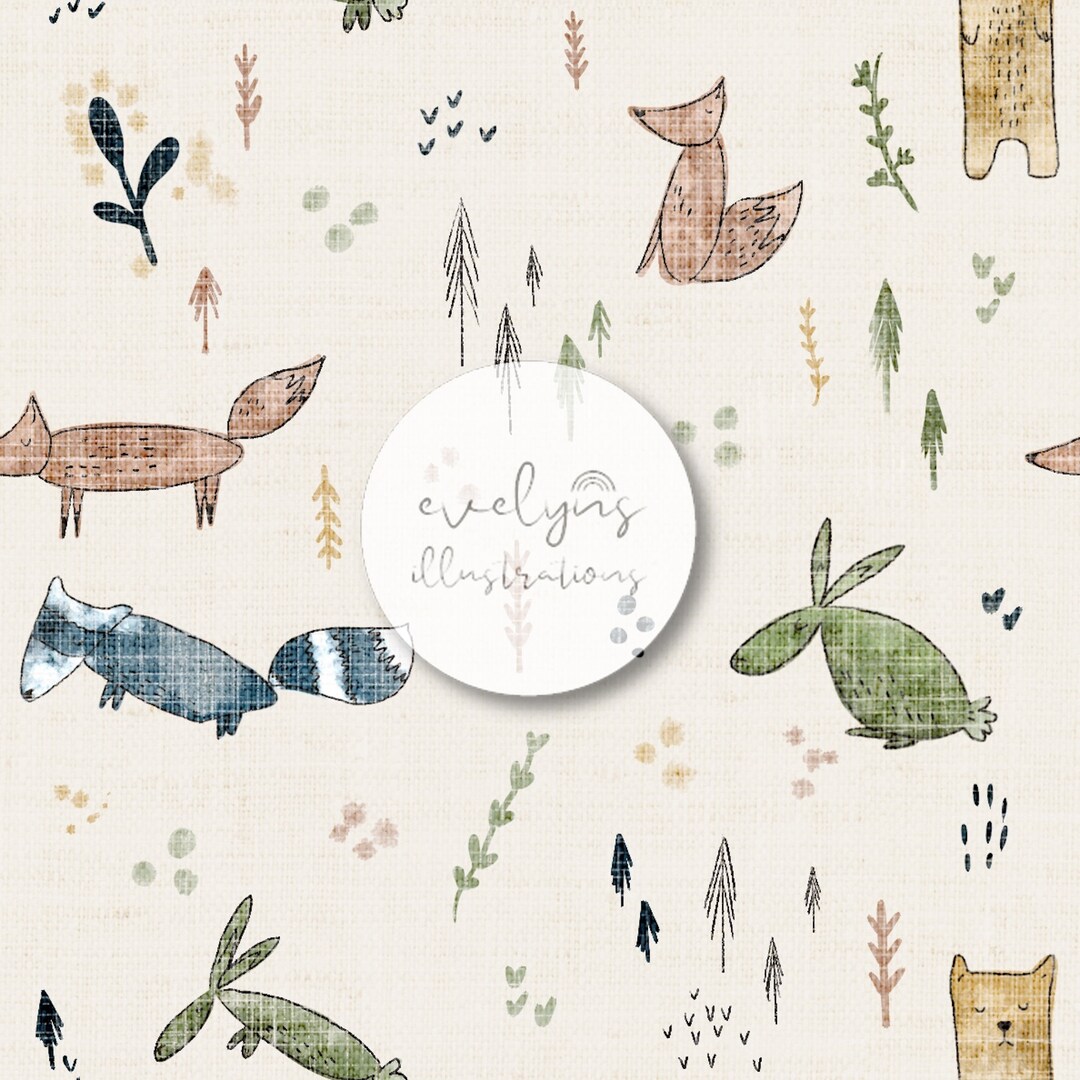 Woodland Scandi Animals / Fabric Design / Surface Pattern / Digital ...