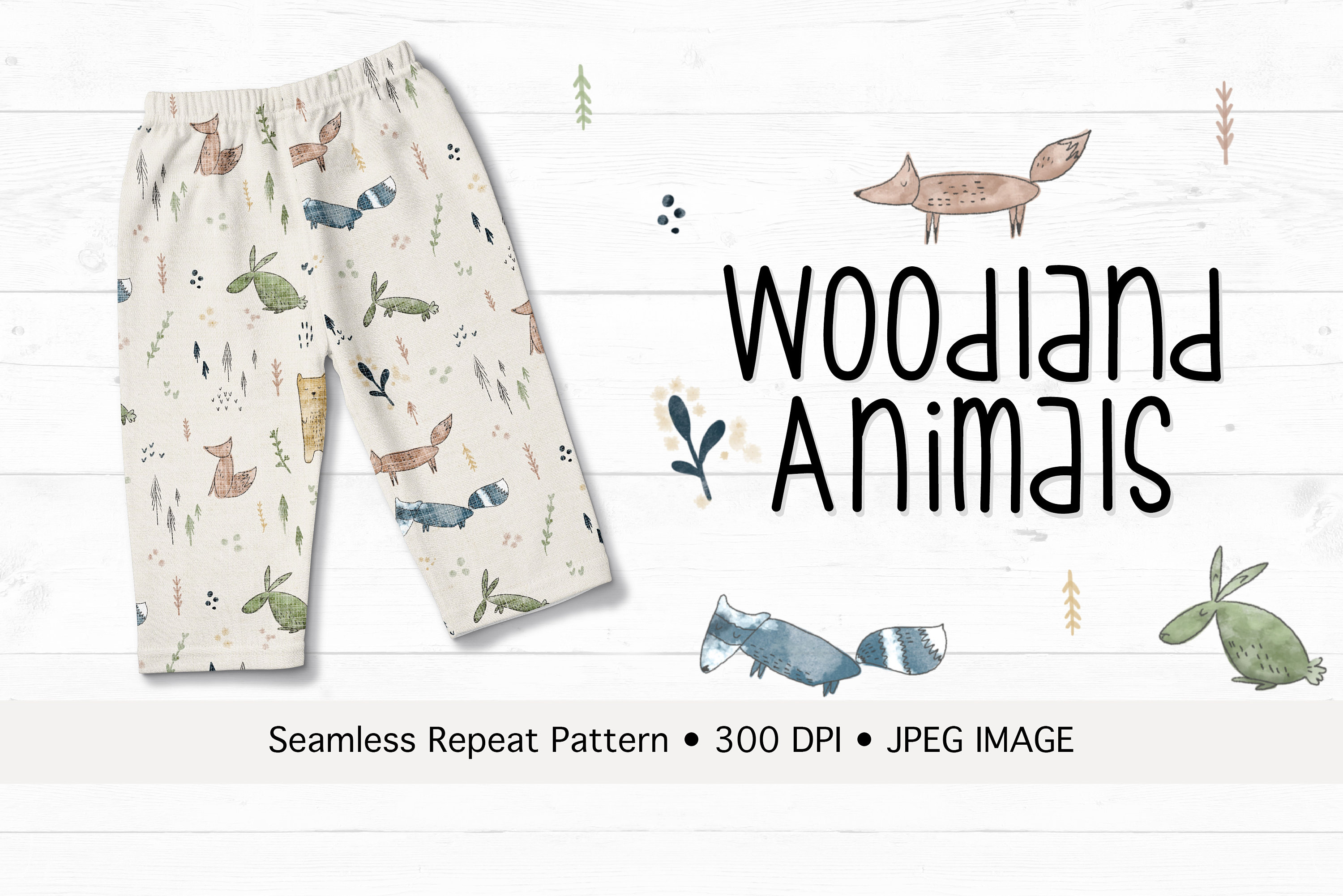 Woodland Scandi Animals / Fabric Design / Surface Pattern / | Etsy