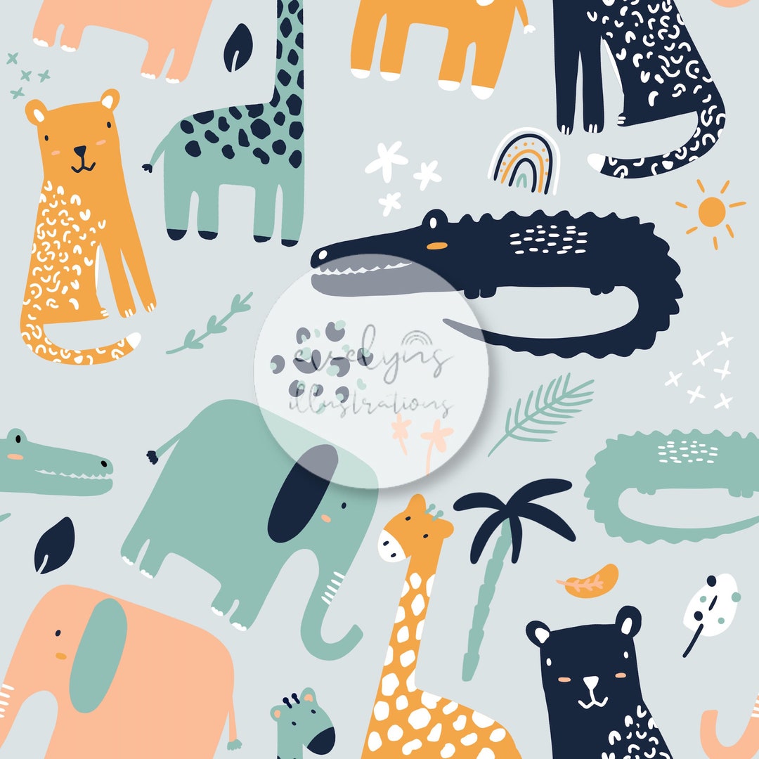 Scandi Cute Animals Seamless Pattern / Fabric Design / Surface Pattern ...