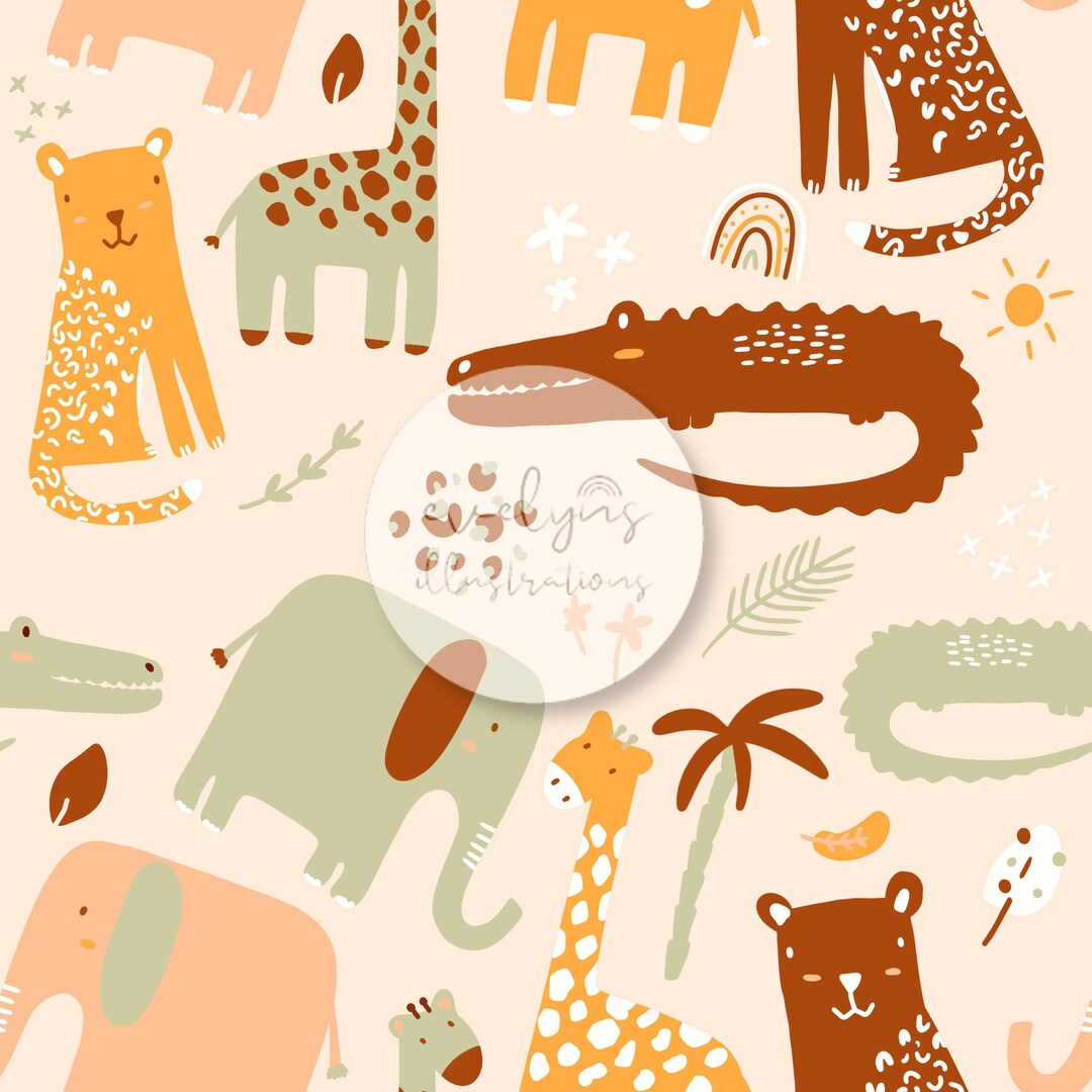 Scandi Cute Animals Seamless Pattern / Fabric Design / Surface Pattern ...