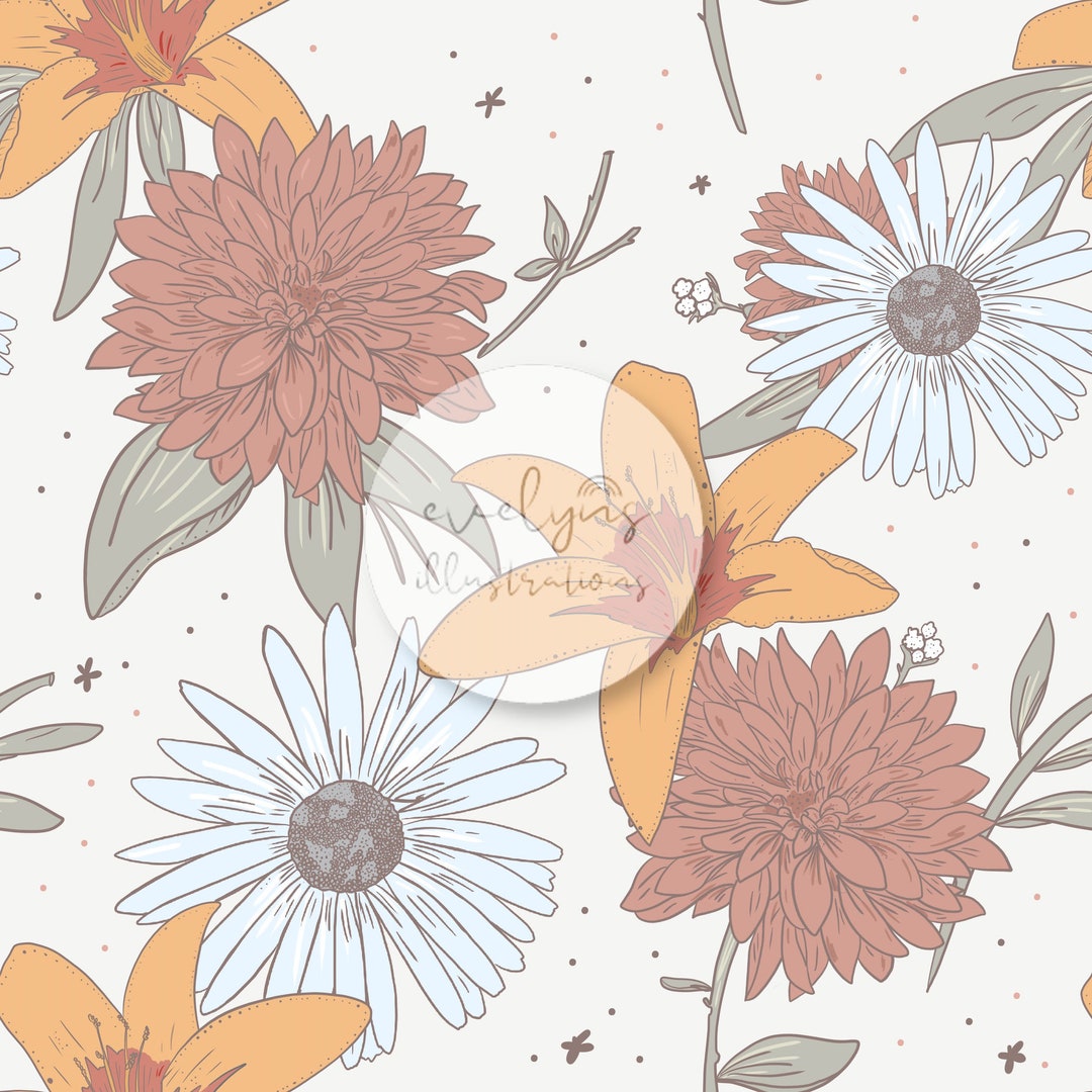 Vintage Ditzy Floral Seamless Pattern / Fabric Design / Surface Pattern ...