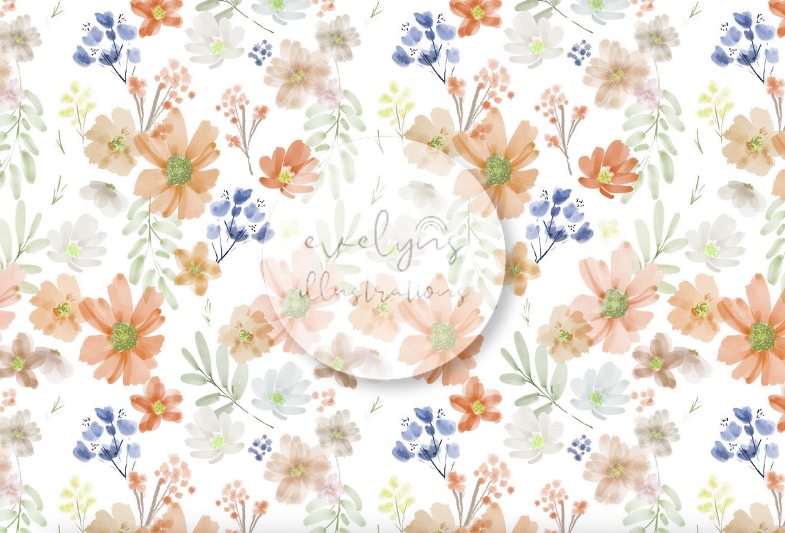 Neutral Flowers Seamless Pattern / Fabric Design / Surface Pattern ...