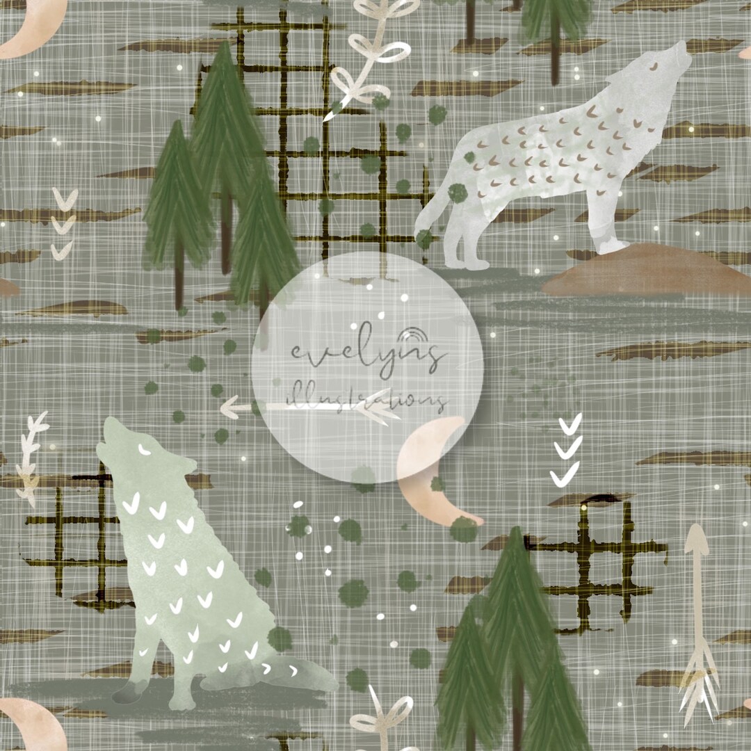 Wolfpack Seamless Pattern / Fabric Design / Surface Pattern / Digital ...