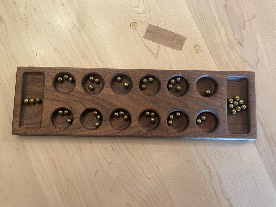 Walnut and Brass Mancala Set - Midcentury Modern Game - Etsy