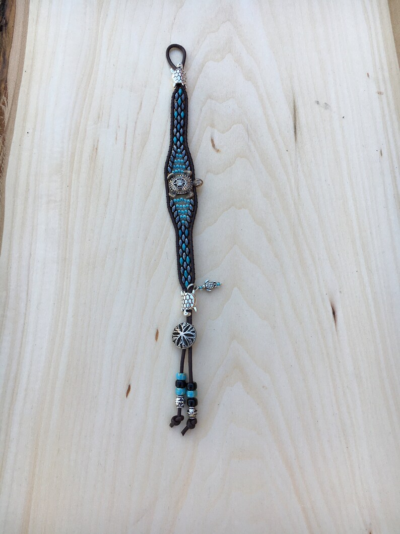 Turtle Leather Wrap Bracelet Turquoise Beaded Wrap Cuff | Etsy