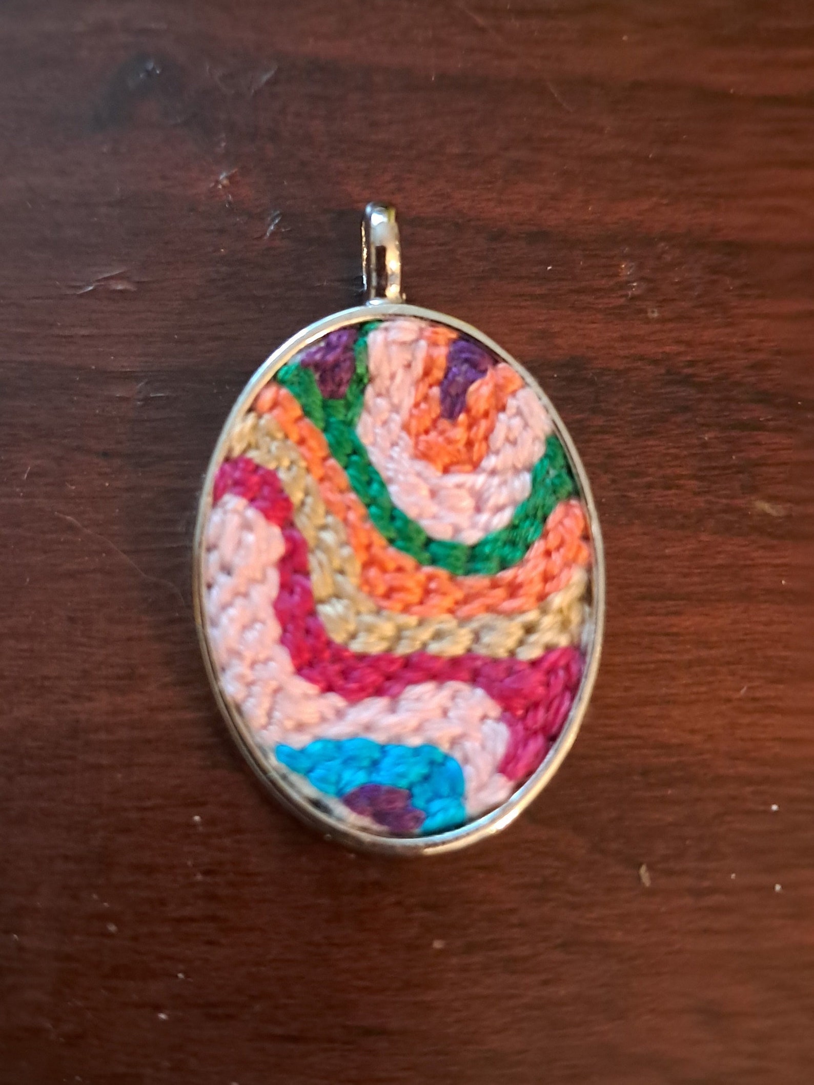 Hand Embroidered Rainbow Pendant - Etsy