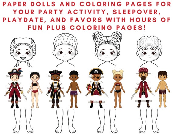 Diversity Dolls Pirate Costume Paper Dolls Set of 4 New | Etsy